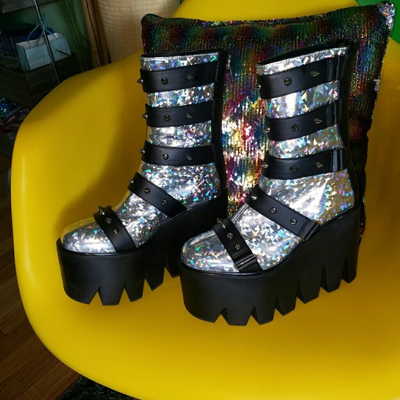 Current Mood | Shoes | Rare Holographic Spike Shatter Platforms | Poshmark
